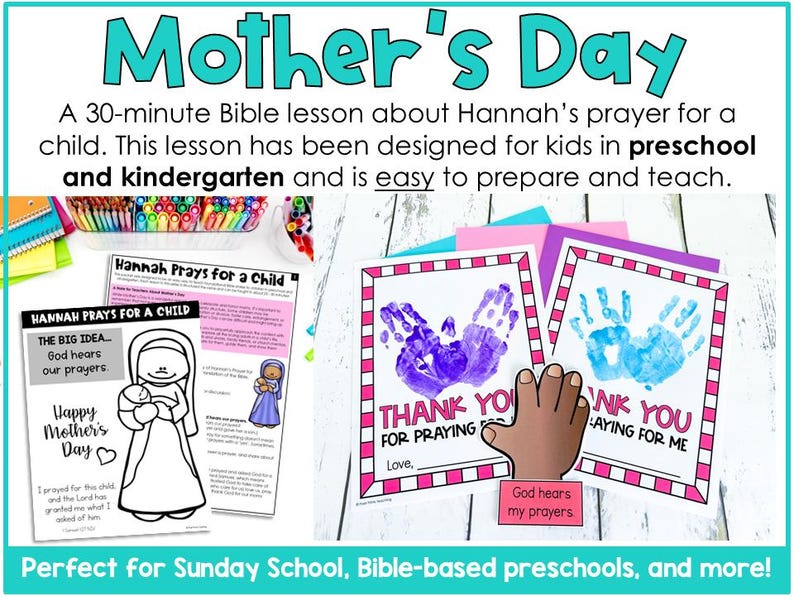 Mother's Day Bible Lesson: Hannah Prays Craft for Preschool (printable ...