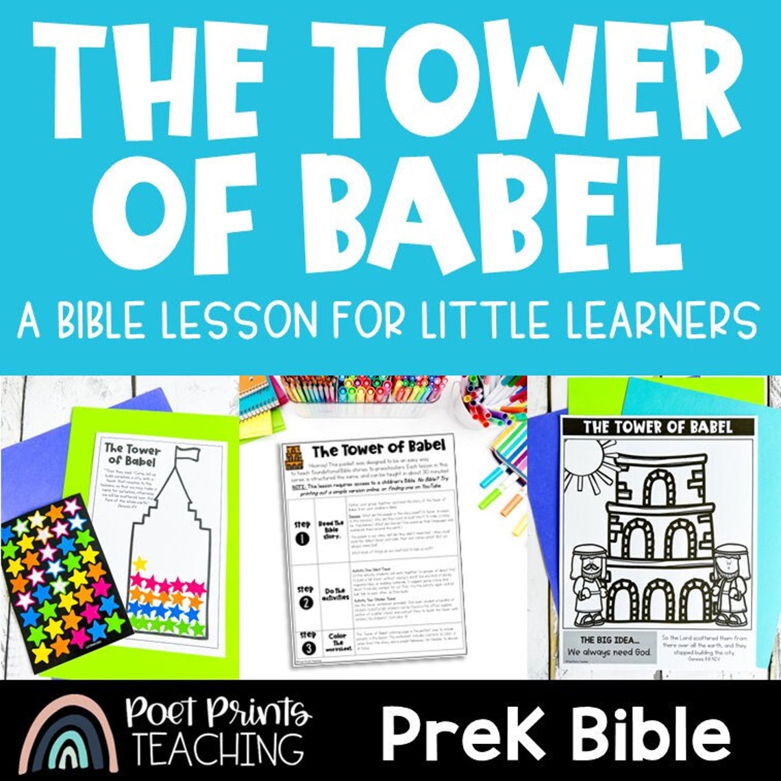 Tower of Babel Preschool Bible Lesson, Printable Activities for Prek ...