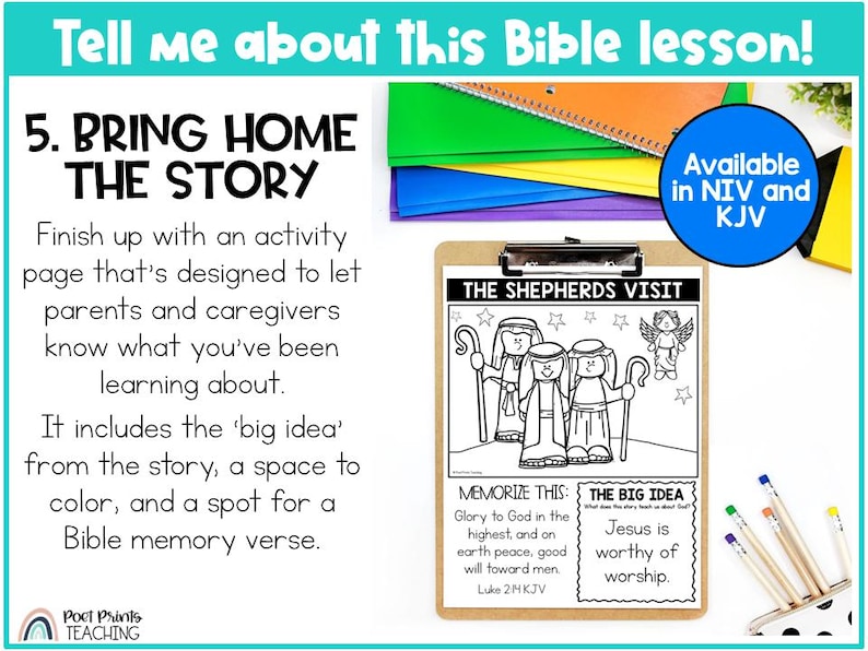 The Shepherds and Angels Christmas Bible Lesson for Kids, Printable ...