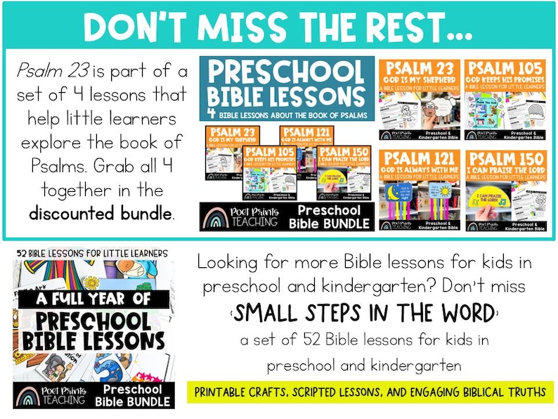Psalm 23 Bible Lesson for Preschool (digital Download) Printable Craft ...