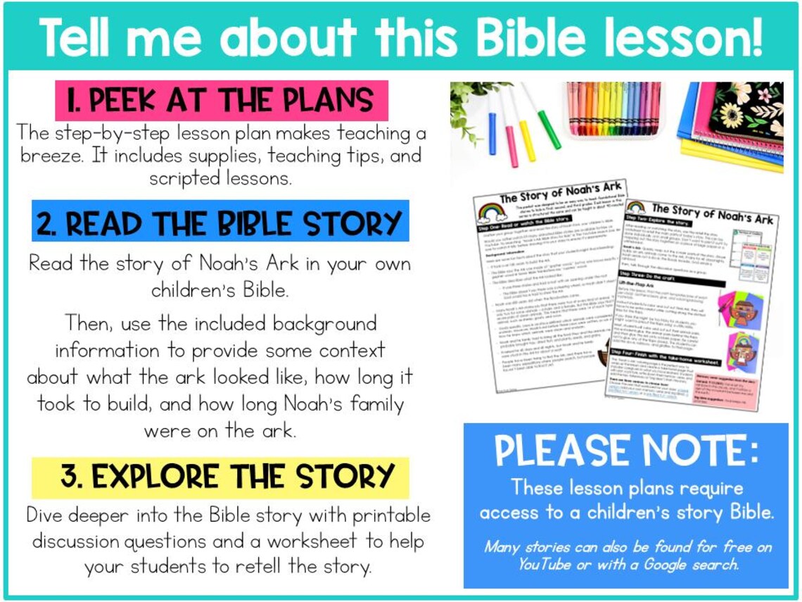 Noah's Ark, the Great Flood Printable Bible Lesson for Bigger Kids in ...