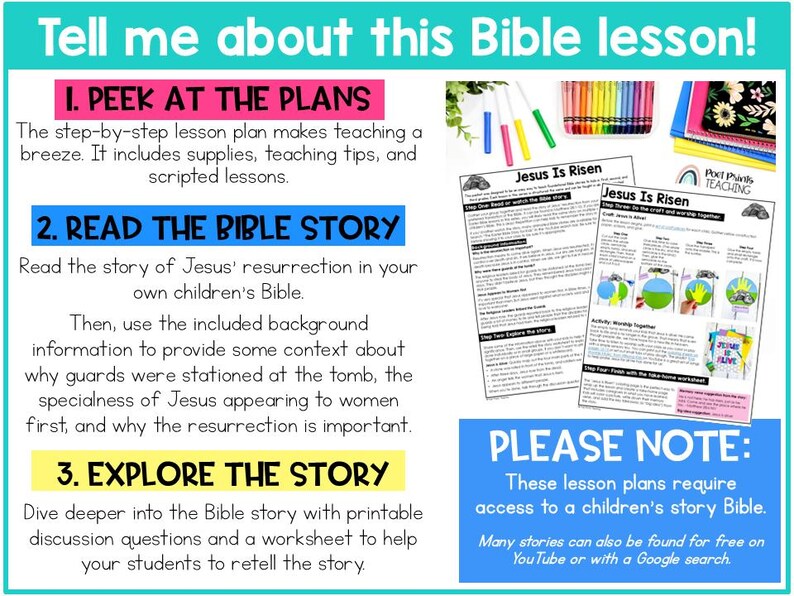 Jesus is Risen Easter Bible Lesson: Kids' Church Activity (PDF) - Etsy