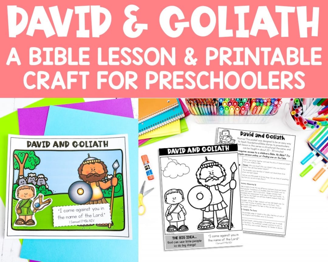 David and Goliath Preschool Bible Lesson, Printable Activities for Prek ...