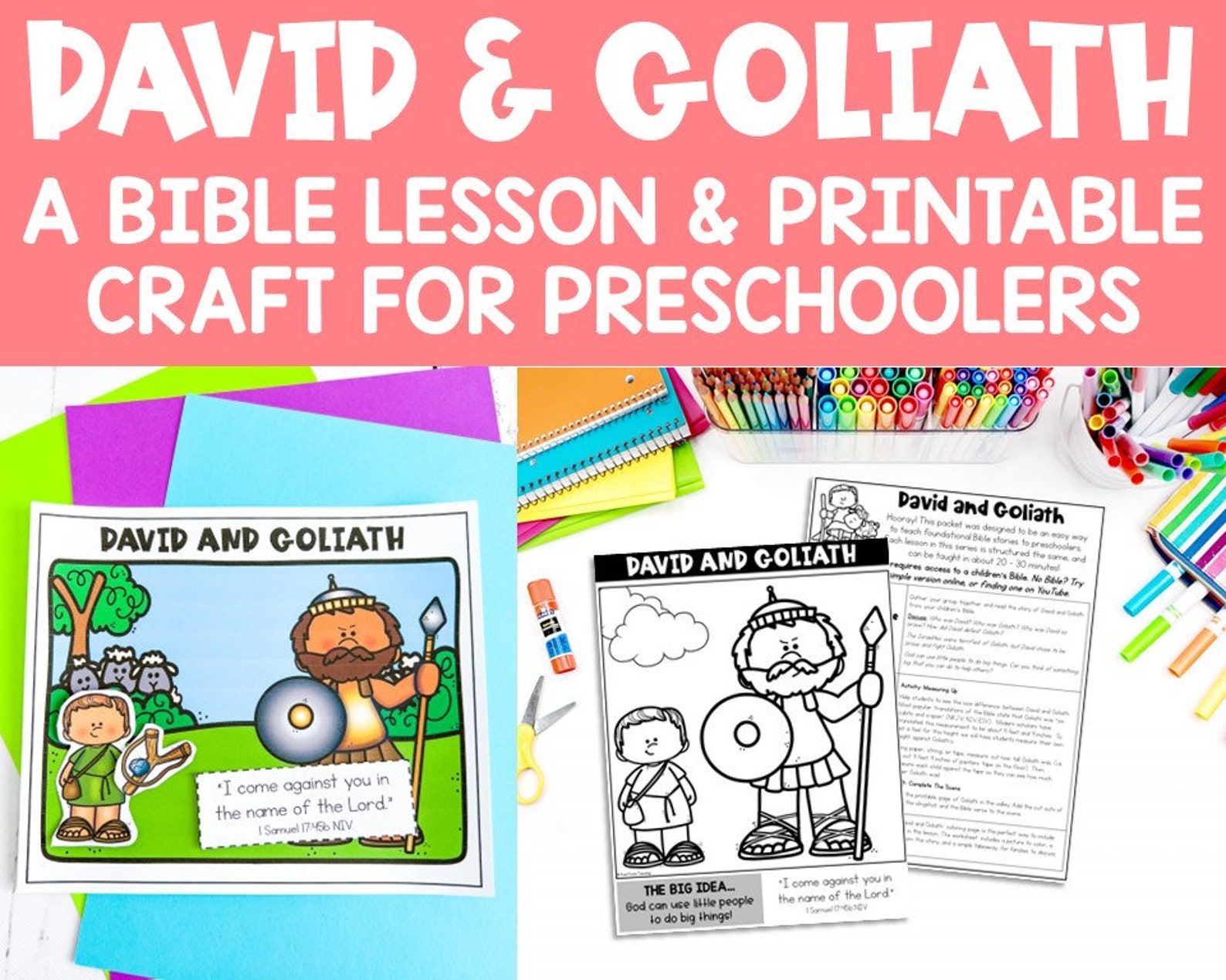 David and Goliath Preschool Bible Lesson, Printable Activities for Prek ...