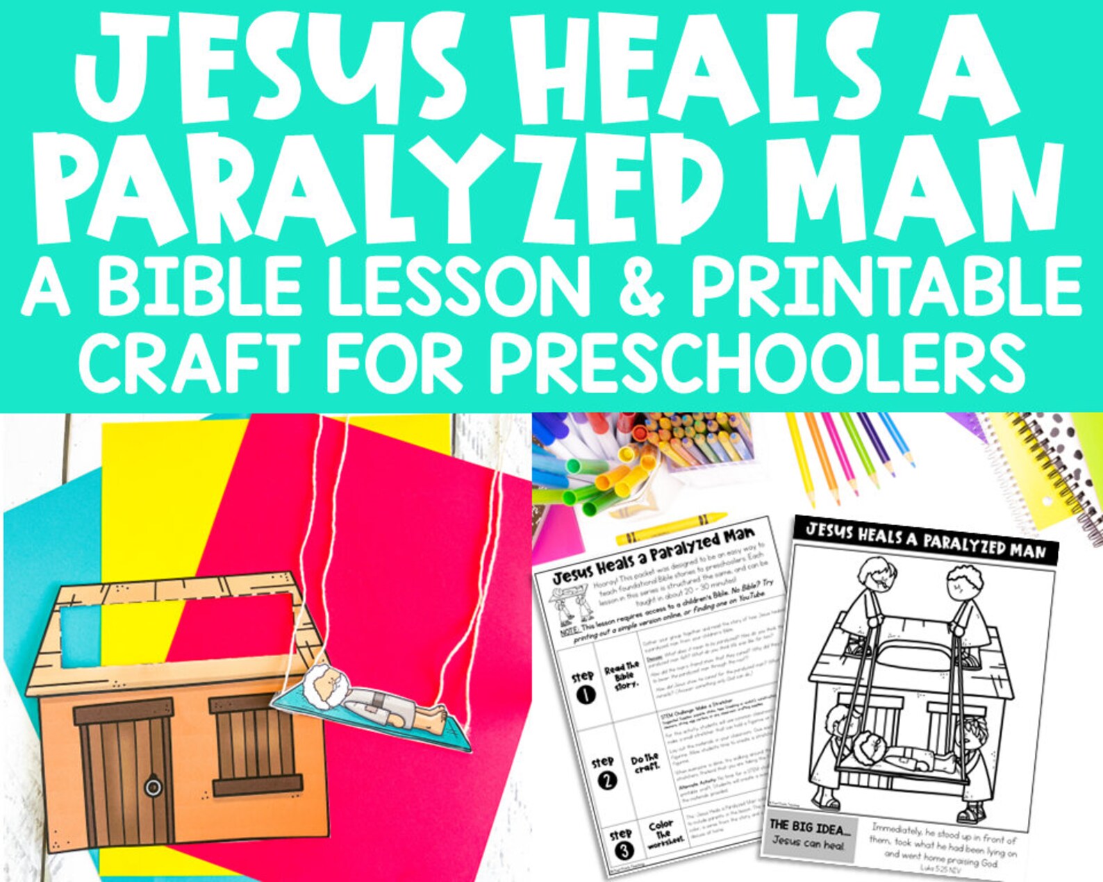 Jesus Heals a Paralyzed Man Printable Bible Craft and Lesson - Etsy Canada