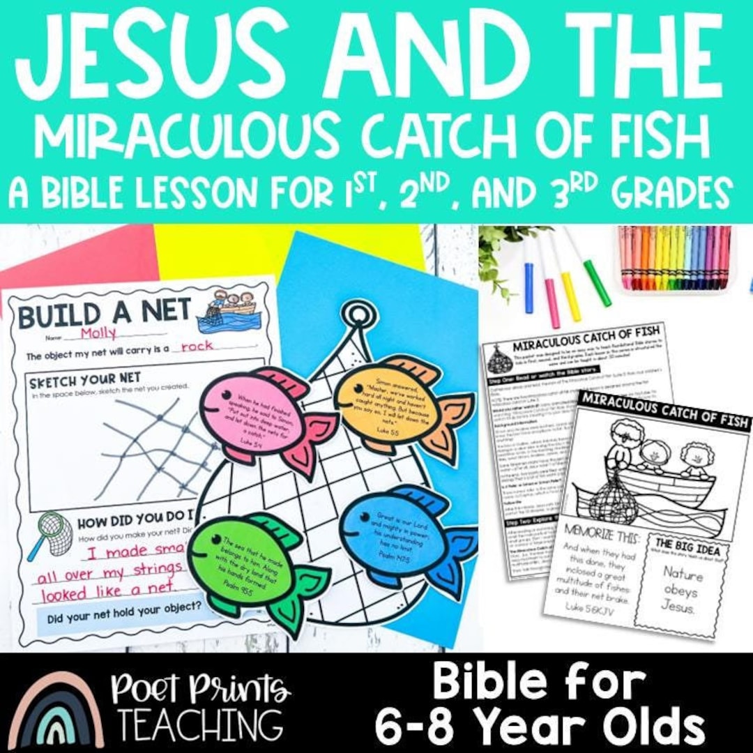 Miracles of Jesus, Disciples Catch Fish, Printable Bible Craft and ...