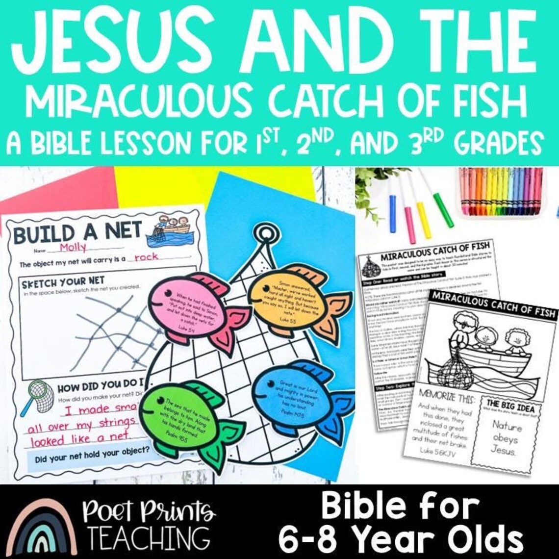 Miracles of Jesus, Disciples Catch Fish, Printable Bible Craft and ...