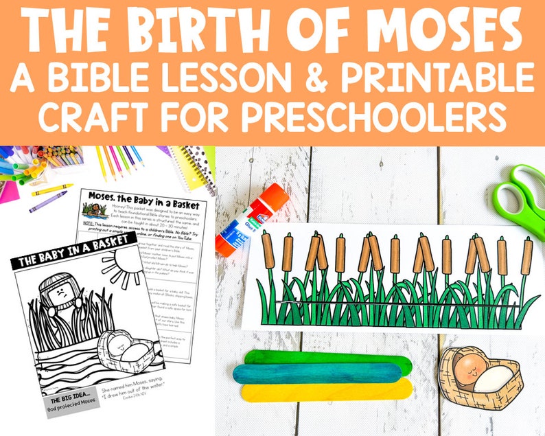 Birth of Moses Preschool Bible Lesson, Printable Activities for Sunday ...