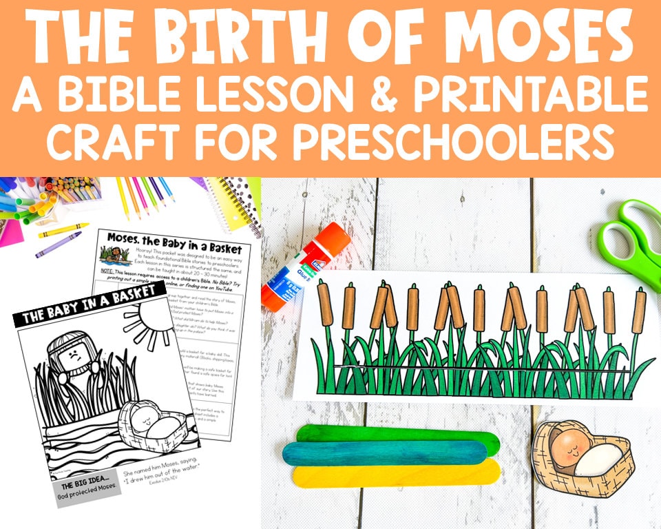 Birth of Moses Preschool Bible Lesson, Printable Activities for Sunday ...