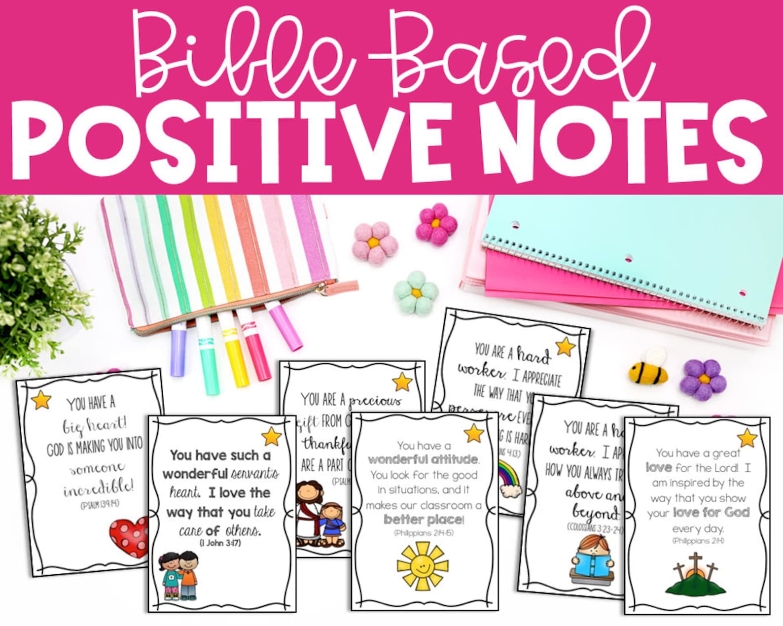 Printable Positive Notes From the Bible, Encouragement for Kids, Bible ...