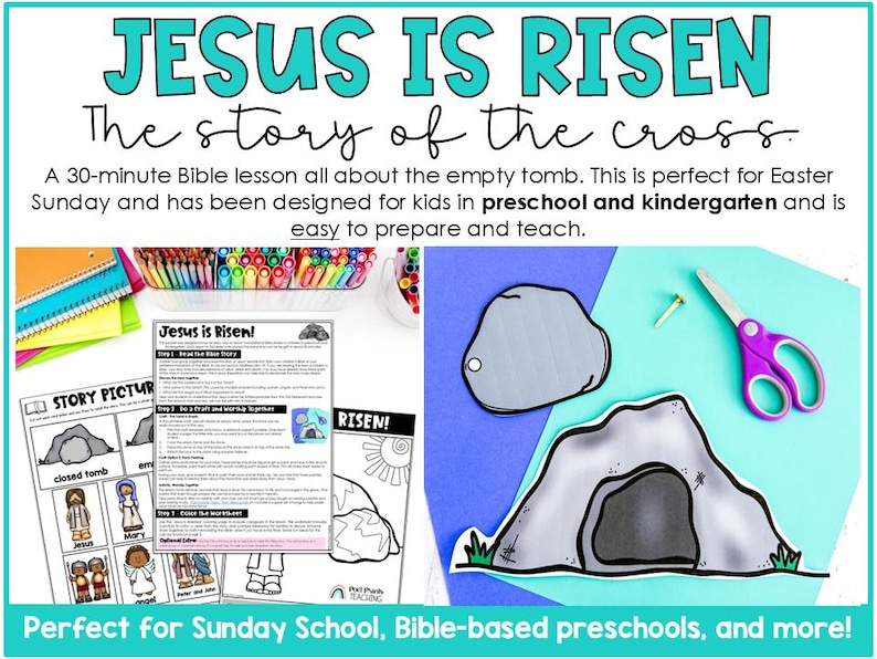 Jesus is Risen, Empty Tomb Easter Preschool Bible Lesson and Printable ...