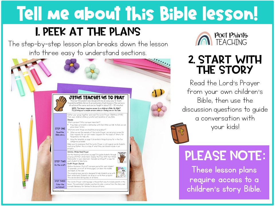 The Lord's Prayer, Jesus Teaches Us to Pray, Printable Bible Craft and ...