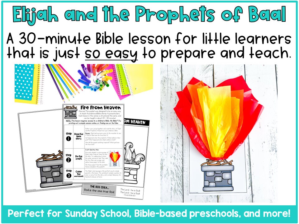 Elijah Bible Lesson, Printable Activities for Prek Sunday School and ...