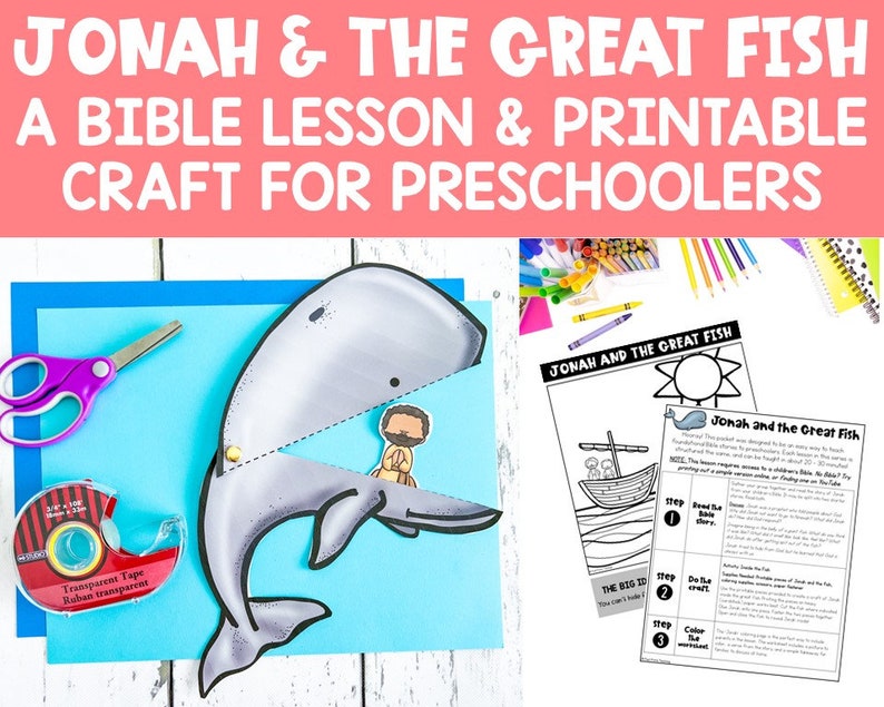 Jonah Preschool Bible Lesson Printable Activities for Prek - Etsy