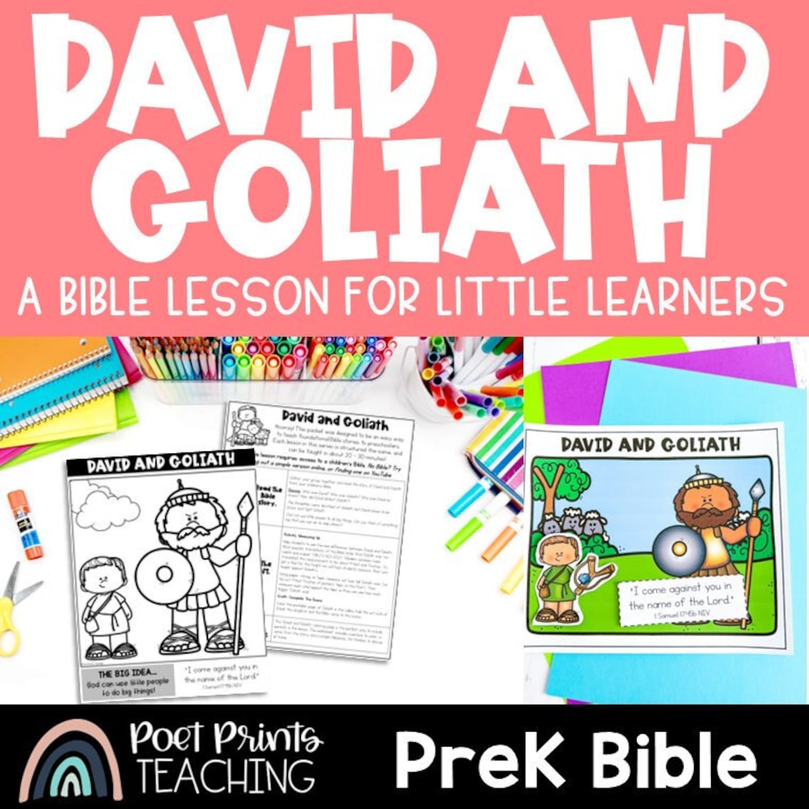 David and Goliath Preschool Bible Lesson, Printable Activities for Prek ...