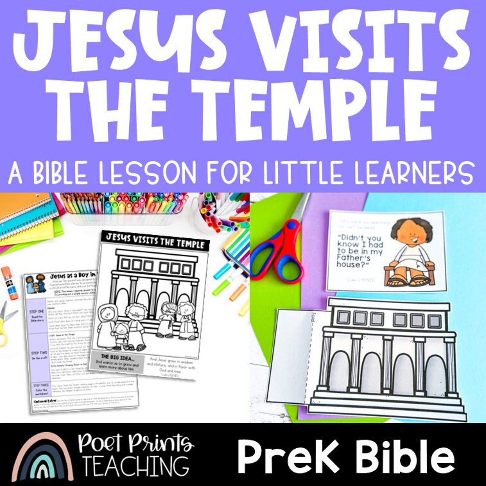 Jesus Visits the Temple, Printable Bible Craft and Lesson for Preschool ...