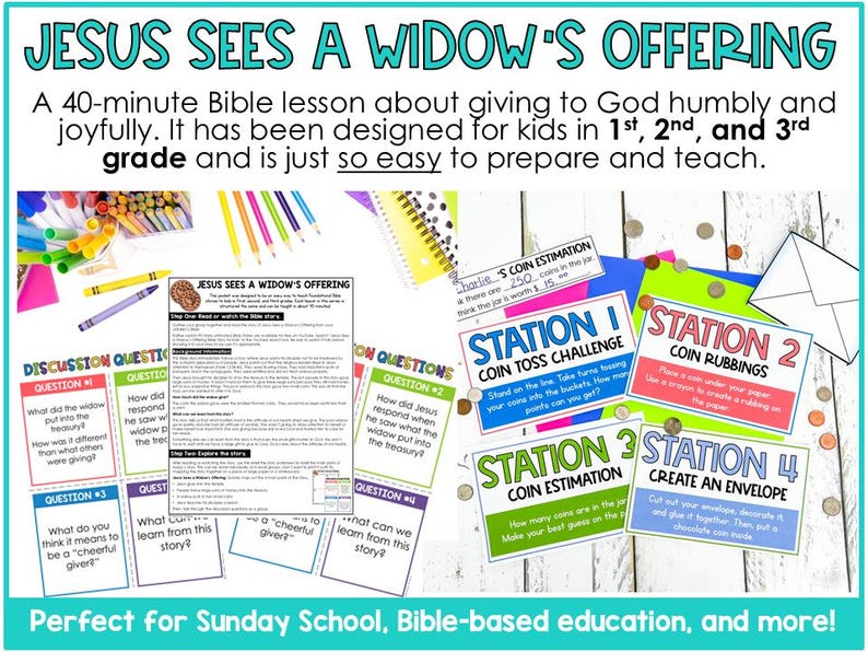 Jesus Sees the Widow's Offering of Two Small Coins, New Testament Bible ...