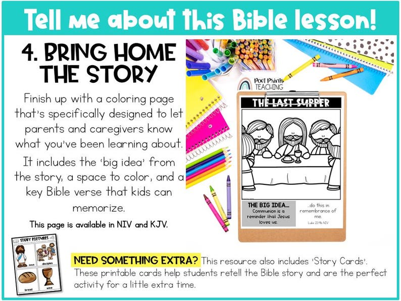 The Last Supper, Preschool Bible Lesson and Printable Craft for Easter ...