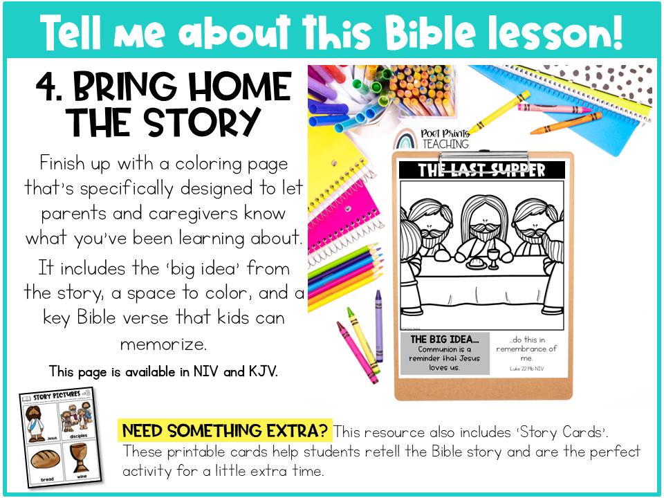 The Last Supper, Preschool Bible Lesson and Printable Craft for Easter ...