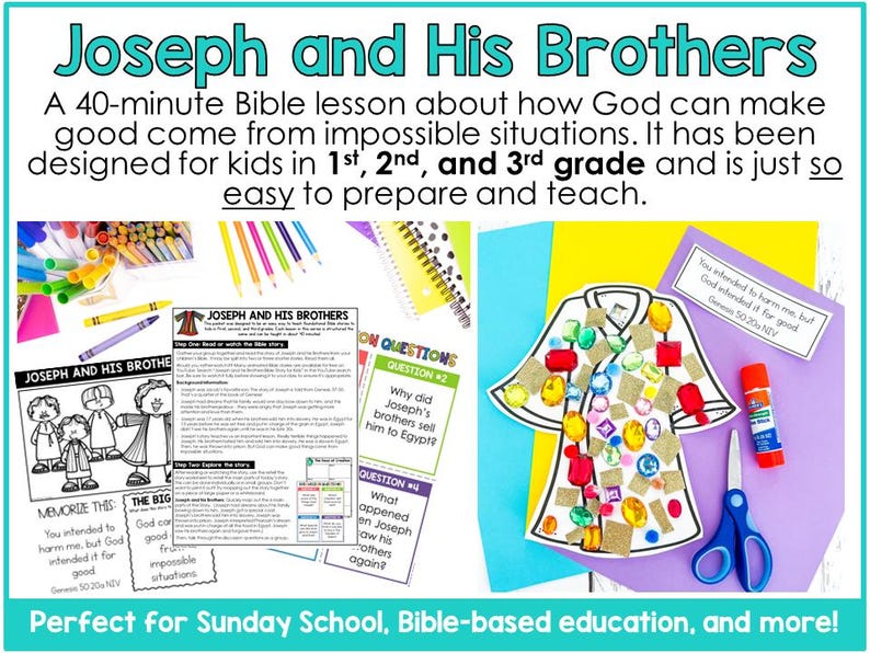 Joseph and His Brothers, Printable Bible Lesson for Bigger Kids in 1st ...