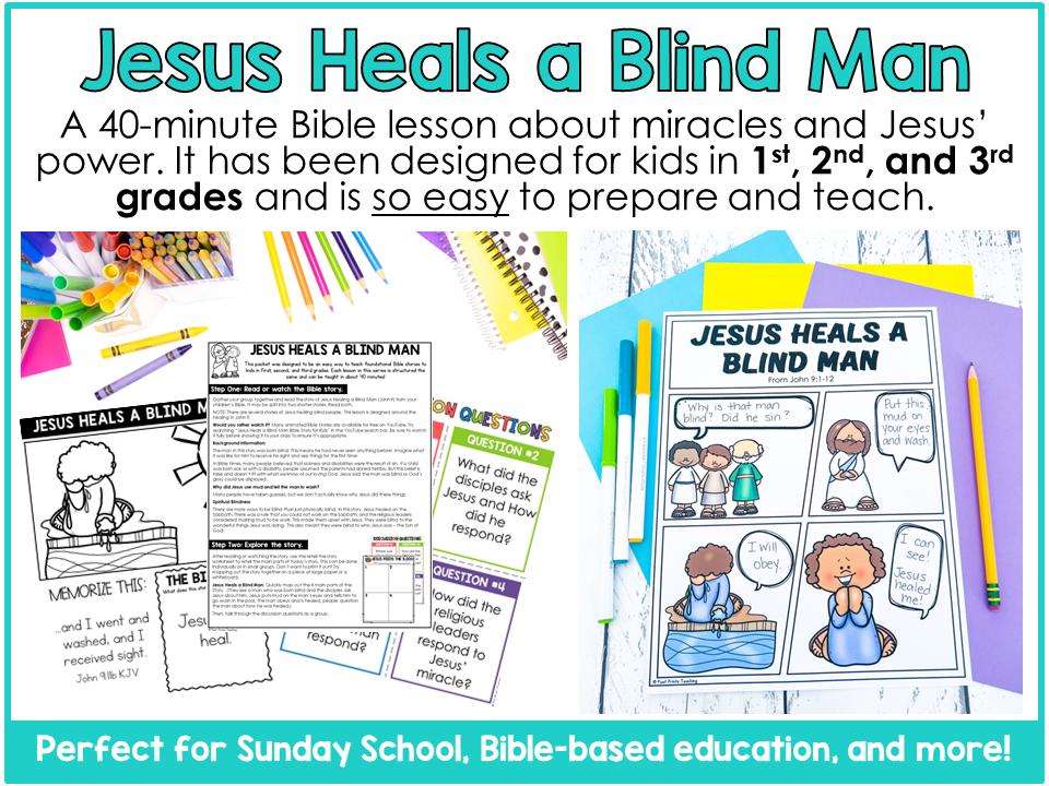 Jesus Heals a Blind Man, Miracles in the New Testament, Printable Bible ...