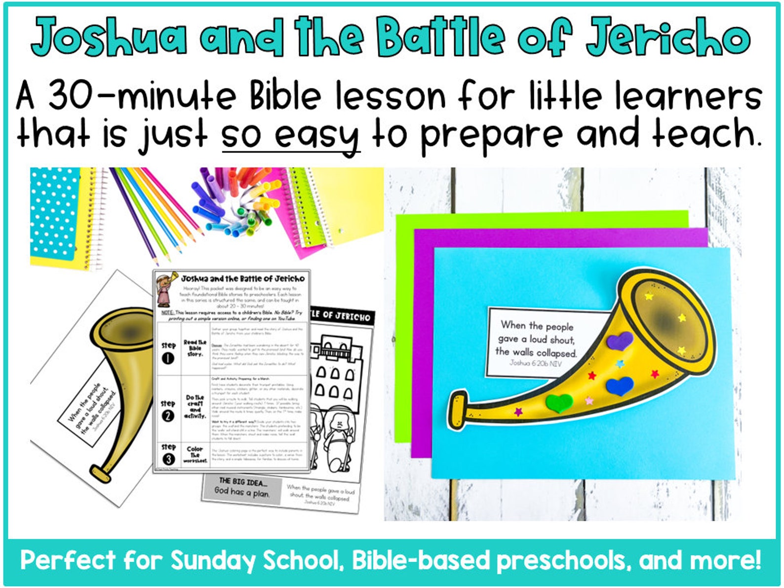 Joshua and the Battle of Jericho Preschool Bible Lesson, Printable ...