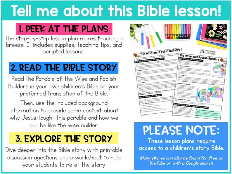 Wise and Foolish Builders Bible Lesson: Printable Craft & Activity ...
