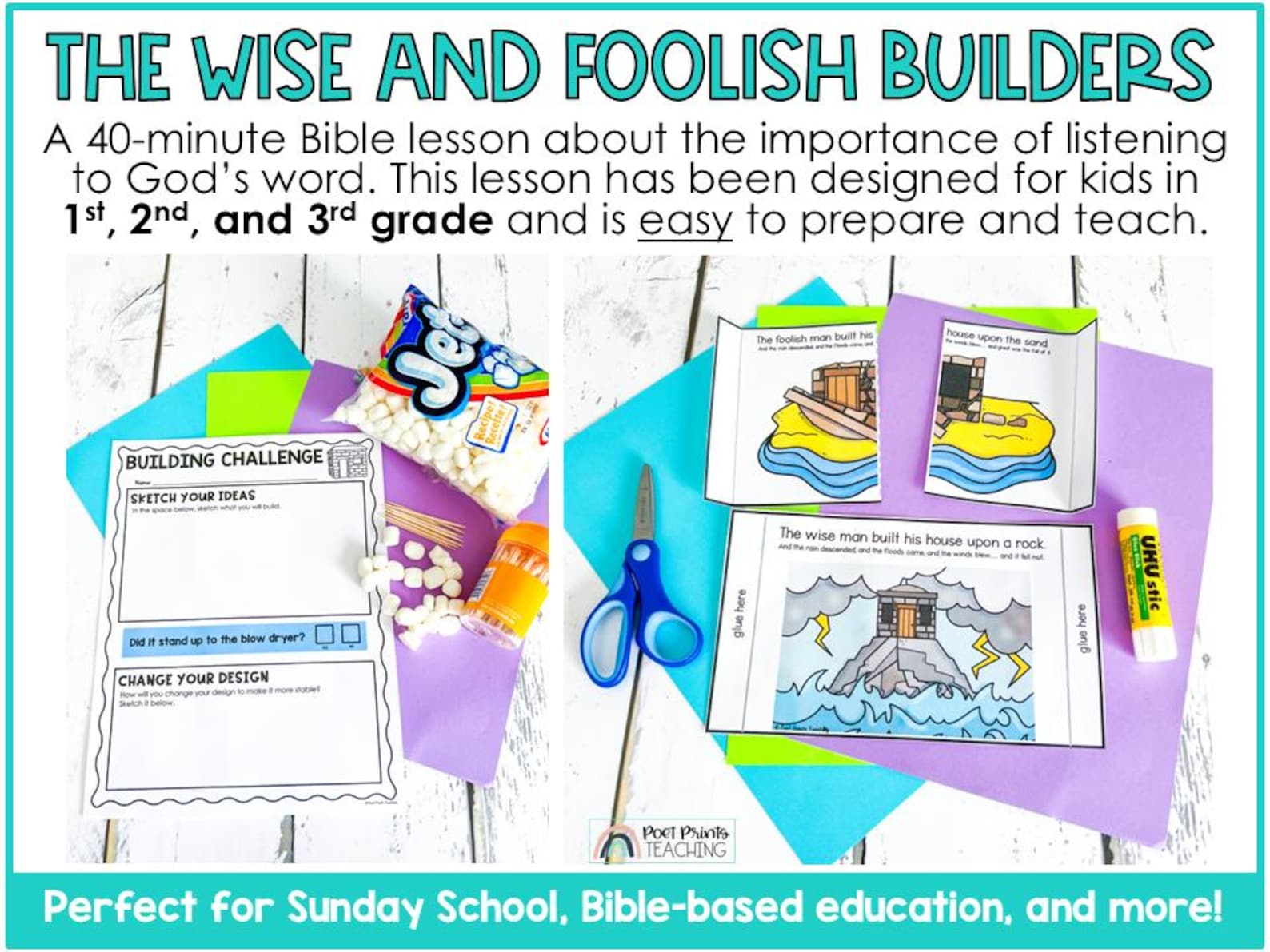 Wise and Foolish Builders Bible Lesson: Printable Craft & Activity ...