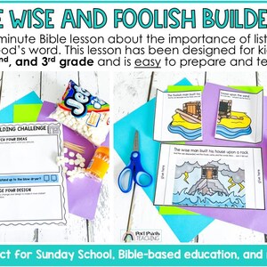 Wise and Foolish Builders Bible Lesson: Printable Craft & Activity ...