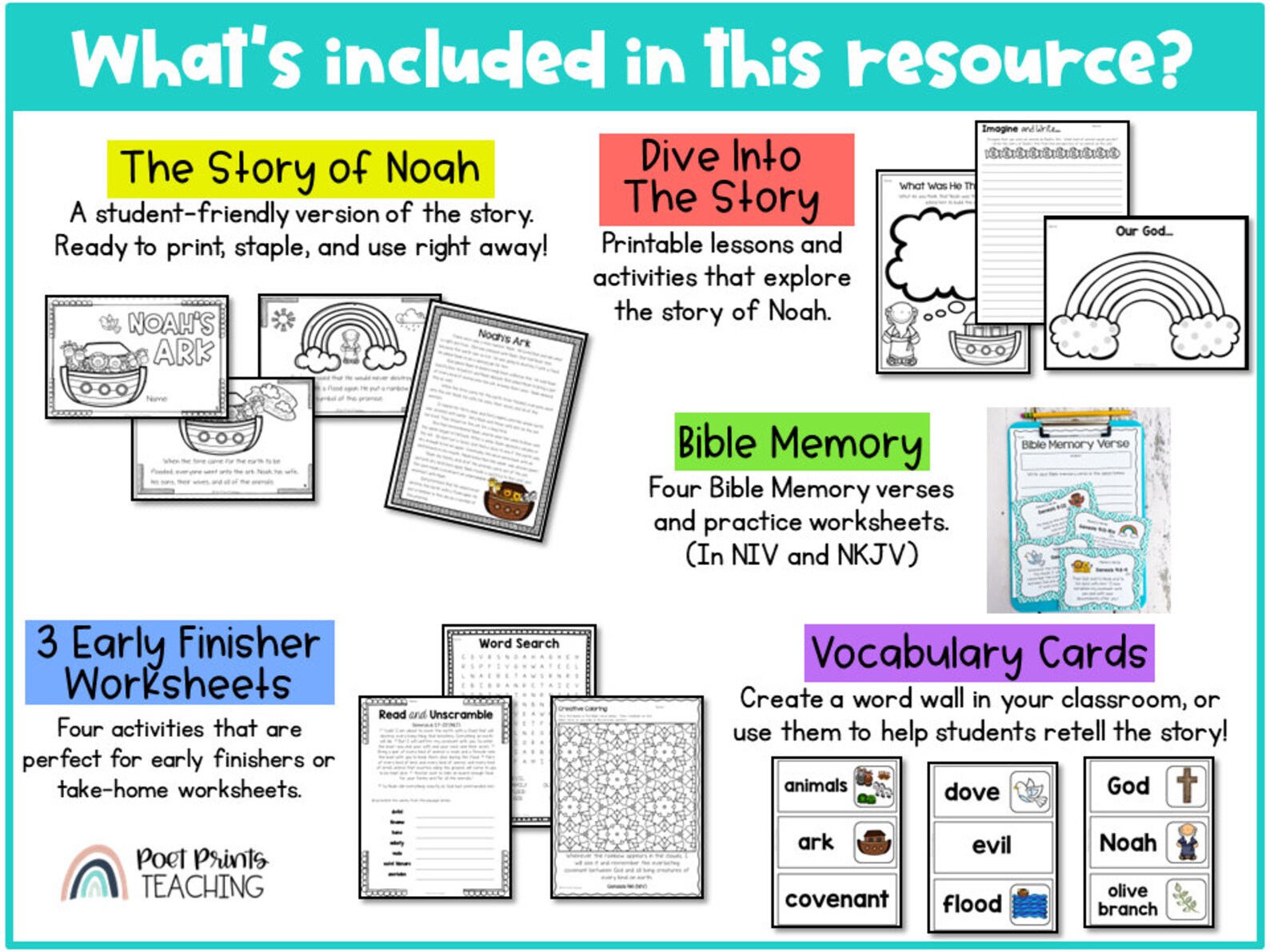 Noah's Ark Bible Lessons and Craft, Printable Sunday School Activity ...