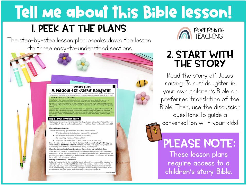 Father's Day Bible Lesson for Preschool: Jesus Raises Jairus' Daughter ...