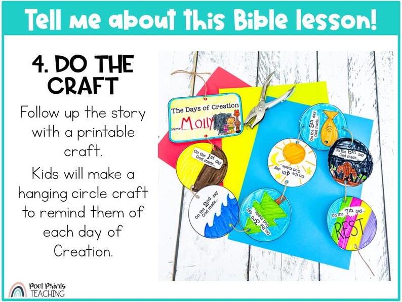 Days of Creation, Printable Bible Lesson for Bigger Kids in 1st, 2nd ...