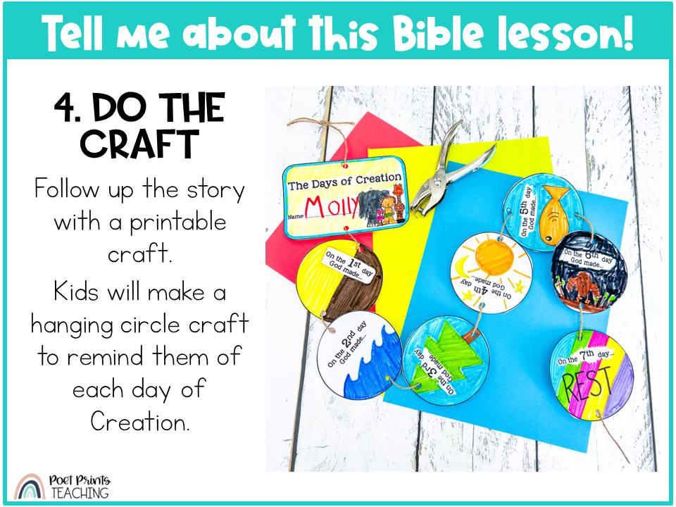 Days of Creation, Printable Bible Lesson for Bigger Kids in 1st, 2nd ...