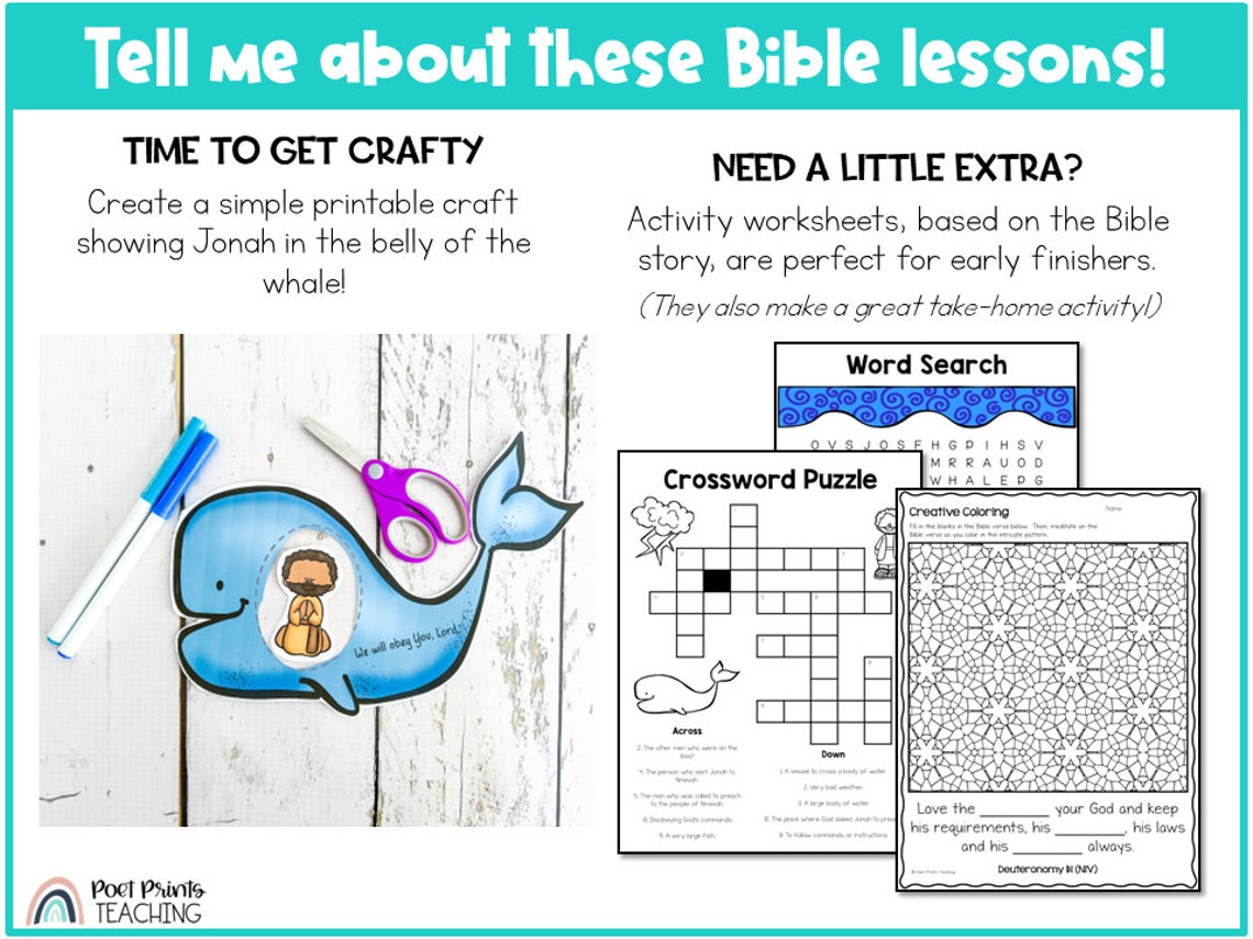 Jonah and the Whale Bible Lessons and Craft, Printable Sunday School ...