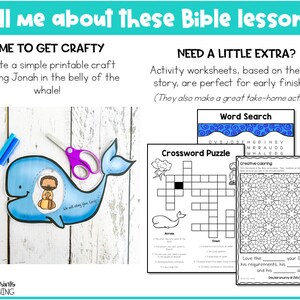 Jonah and the Whale Bible Lessons and Craft, Printable Sunday School ...