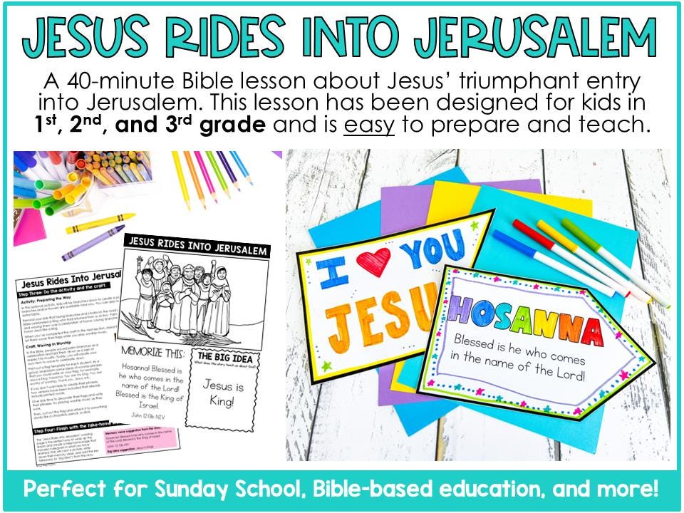 Palm Sunday Easter Bible Lesson, Jesus Rides Into Jerusalem, Printable ...