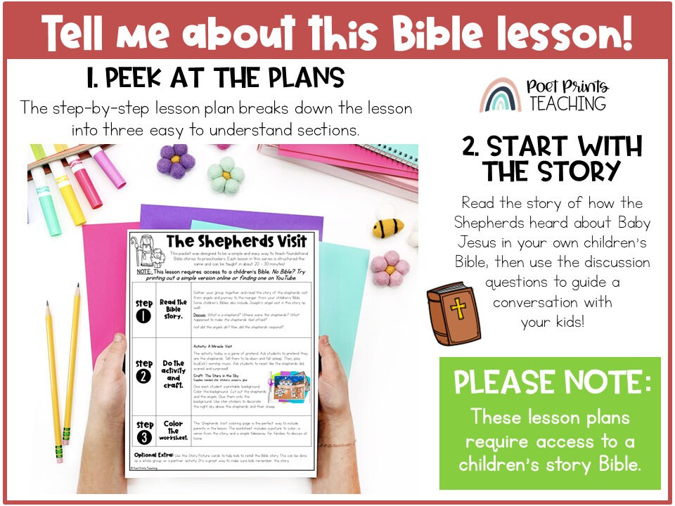 The Shepherds and Angels Preschool Bible Lesson, Printable Craft and ...