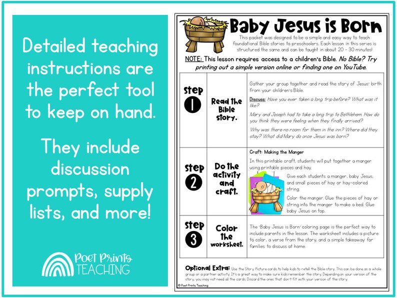 Christmas Bible Lessons for Preschool, Printable Nativity Crafts and ...