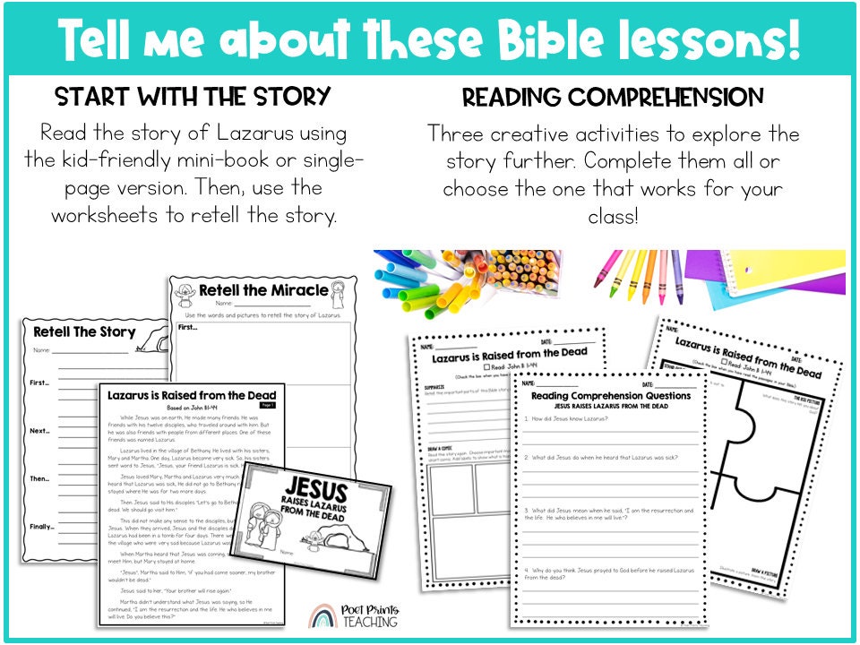 Lazarus, Miracles of Jesus Sunday School Lesson, Bible for Kids ...