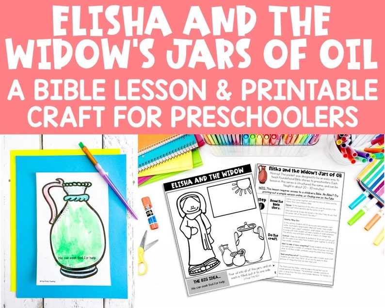 Elisha and the Widow Preschool Bible Lesson, Printable Activities for ...