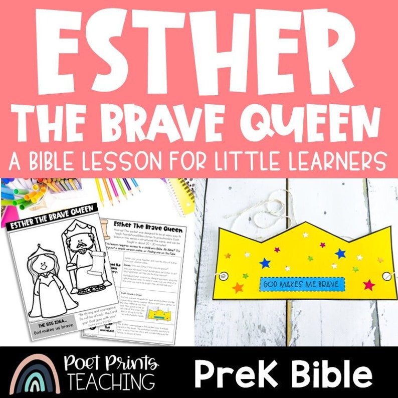 Esther Preschool Bible Lesson, Printable Activities for Prek Sunday ...