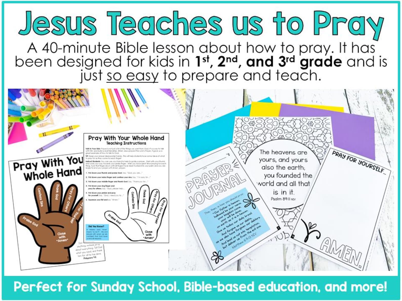Jesus Teaches Us to Pray, the Lord's Prayer, New Testament Bible ...