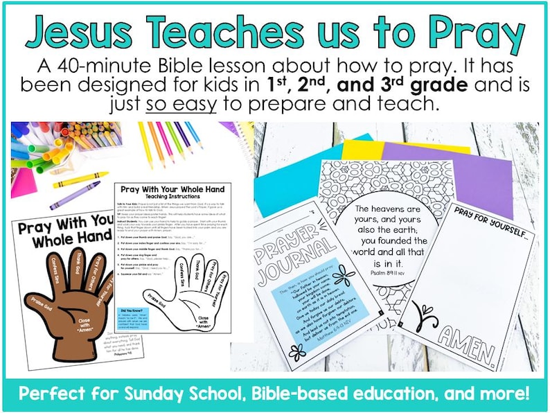 Jesus Teaches Us to Pray, the Lord's Prayer, New Testament Bible ...