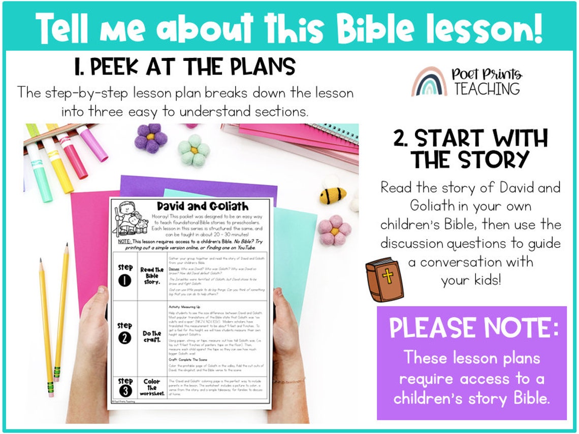 David and Goliath Preschool Bible Lesson, Printable Activities for Prek ...