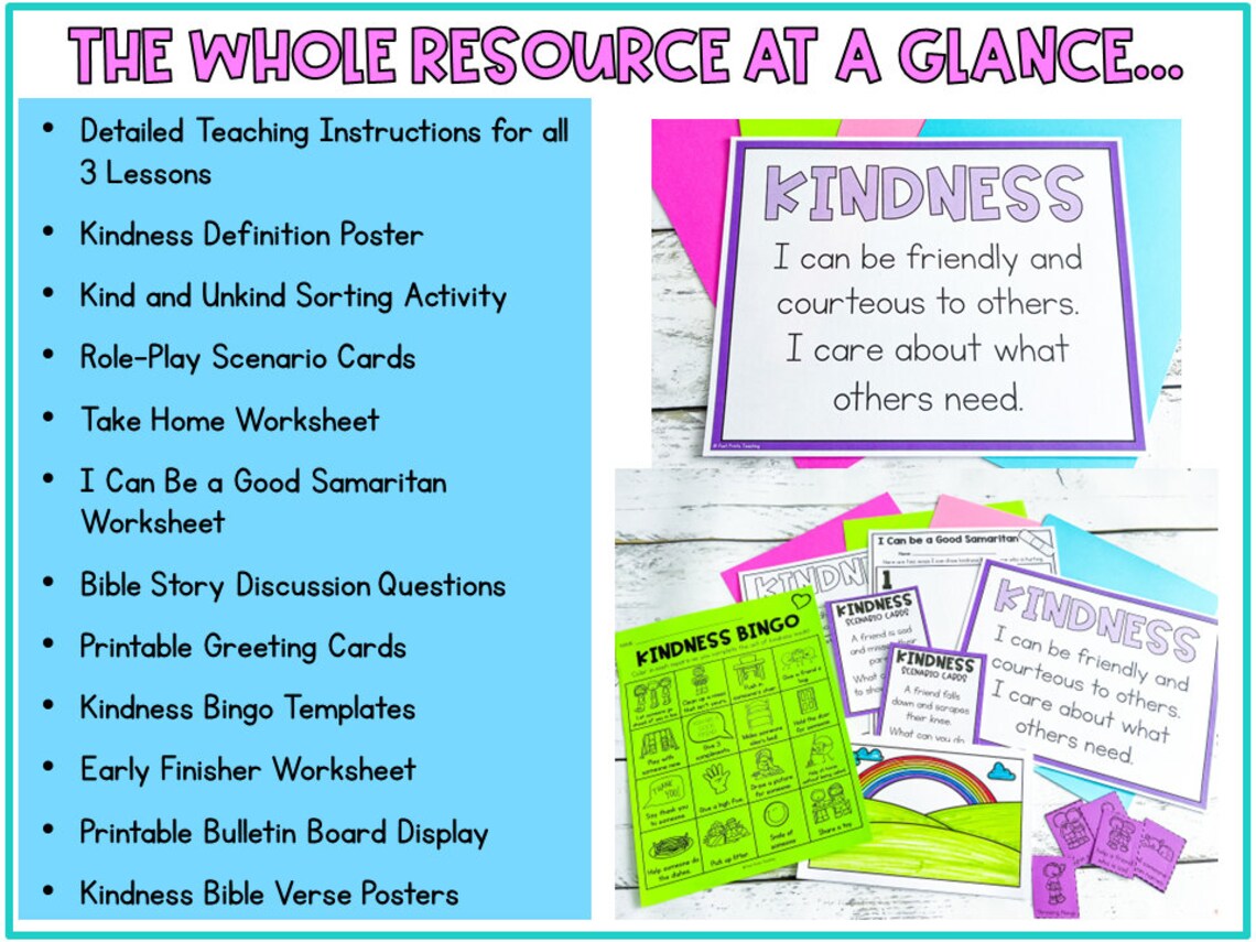 Kindness Bible Lessons and Activities for Preschool and Kindergarten ...