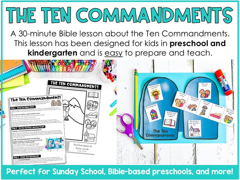 The Ten Commandments Preschool Bible Lesson, Printable Activities for ...