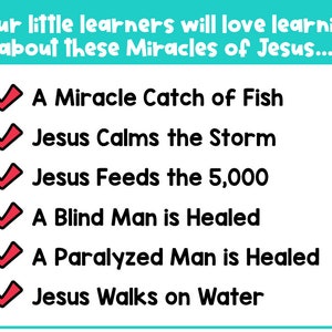 Miracles of Jesus, 6 Preschool and Kindergarten Bible Lessons for ...