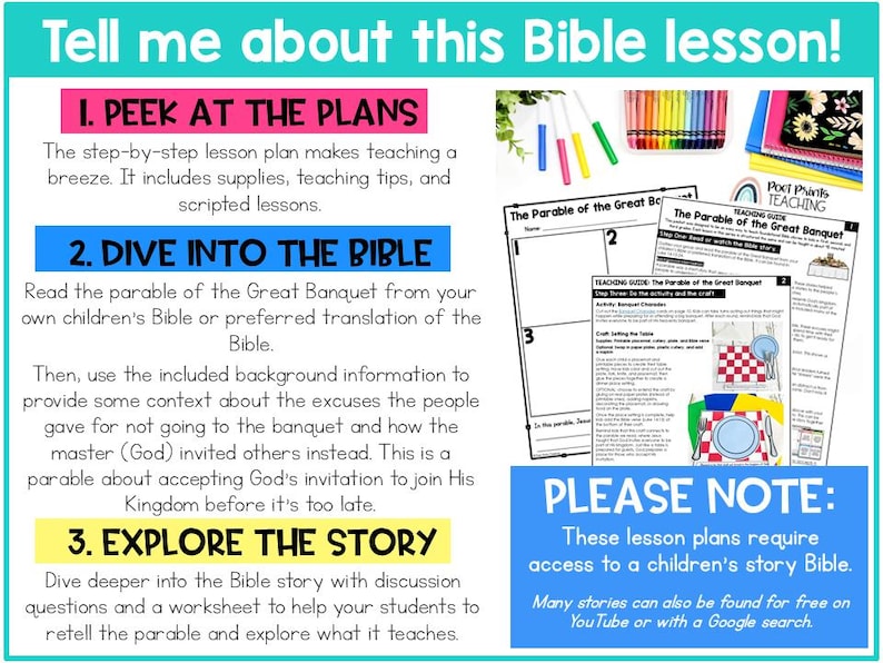 The Parable of the Great Banquet (printable PDF) Bible Lesson and Craft ...