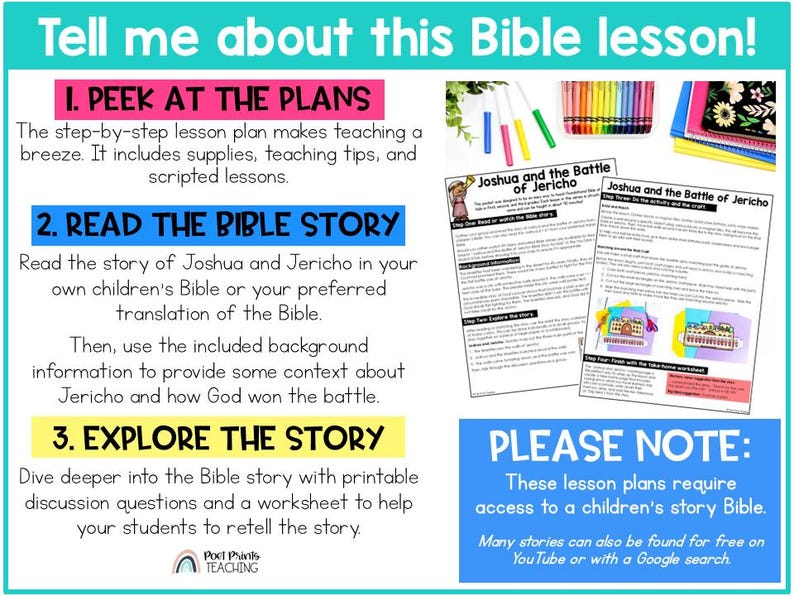 Joshua and the Battle of Jericho Old Testament Bible Lesson, Printable ...