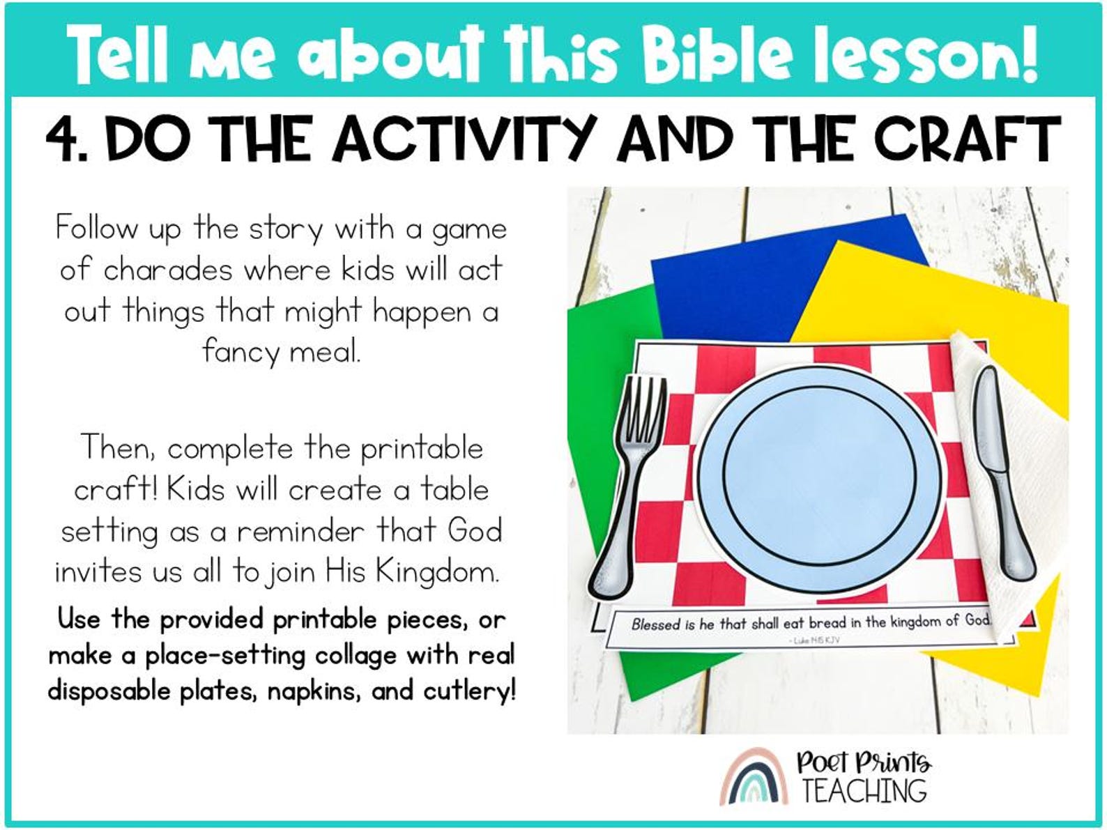 The Parable of the Great Banquet (printable PDF) Bible Lesson and Craft ...